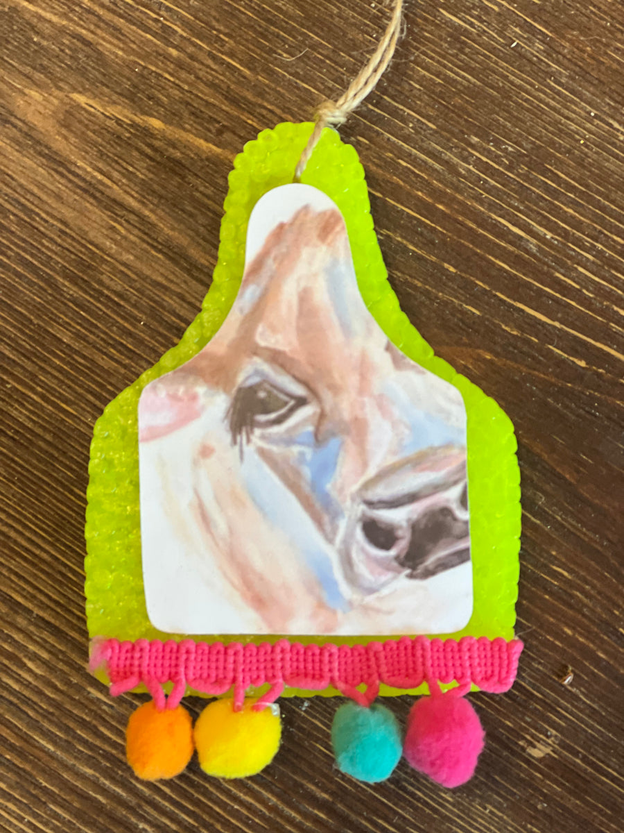 Cow Tag with cow face & fringe car freshie – Sweet Southern Scents ...